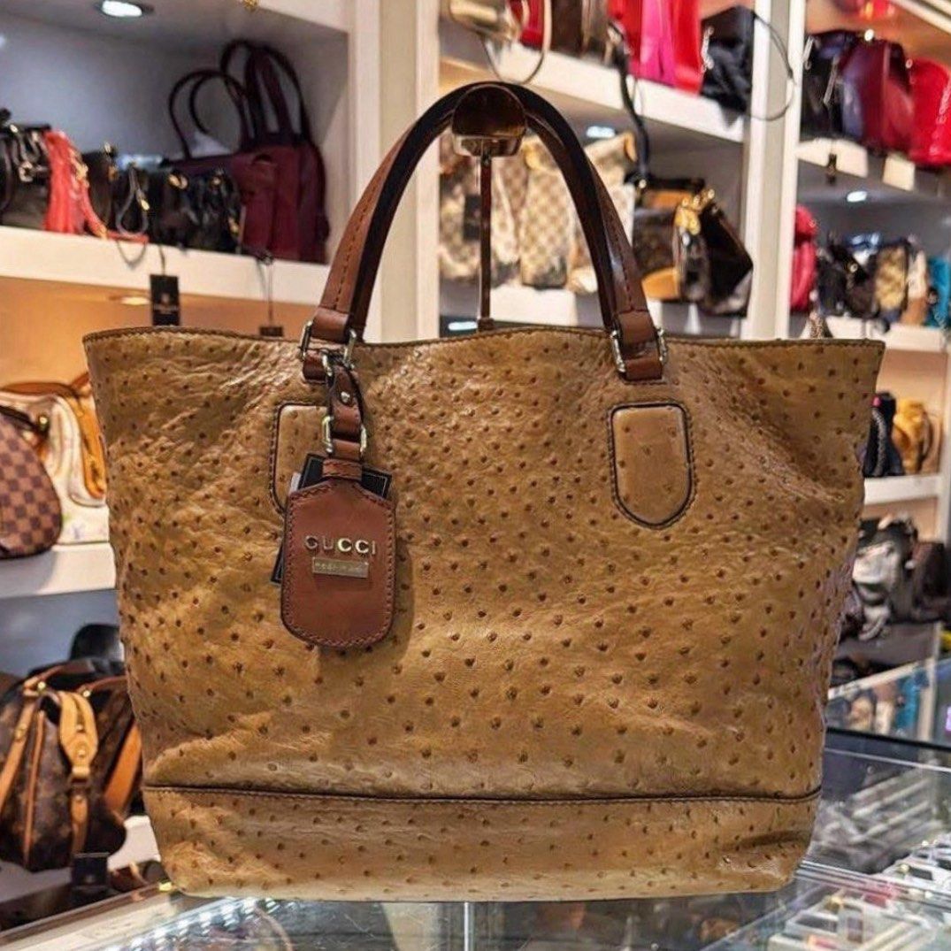 Gucci Ostrich Shoulder, Luxury, Bags & Wallets on Carousell