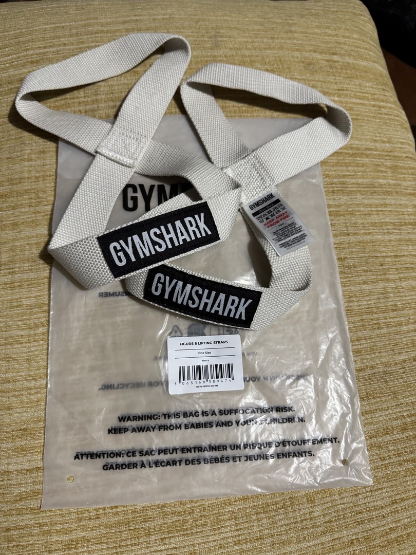 Gymshark Figure 8 Lifting Straps - Oat White, Sports Equipment ...