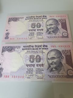 INDIA 2012 50 RUPEES REPEATER NUMBERS 040404, Hobbies & Toys ...