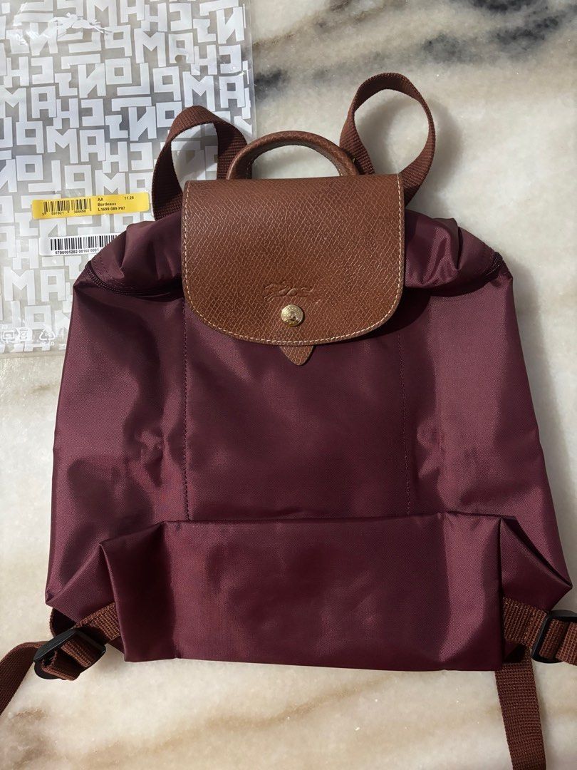 Longchamp Original Backpack in Burgundy, Luxury, Bags & Wallets on ...