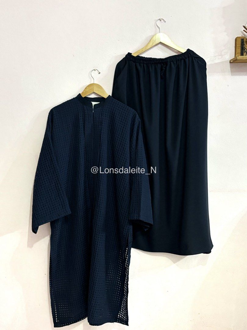 Lumna Design Kesuma Baggy Kurung in Navy Blue, Women's Fashion ...