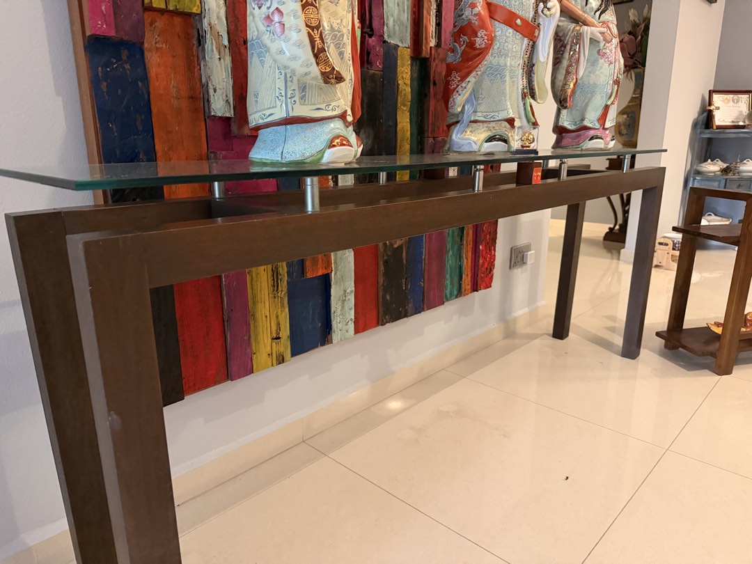 Modern Console Table with Glass Top, Furniture & Home Living, Furniture ...