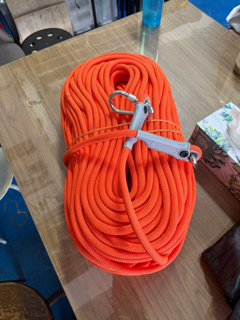 Orange Climbing Rope with Carabiner, Sports Equipment, Other Sports ...