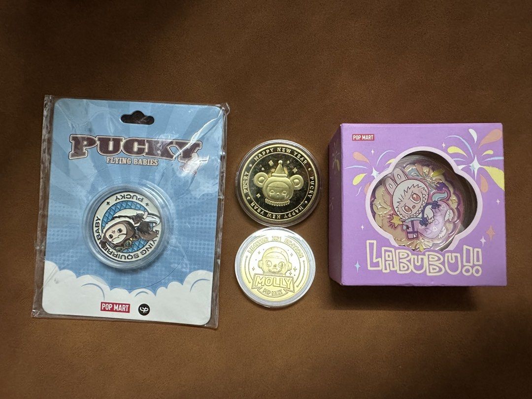 Popmart Collectible Coins/Pucky&Molly&Labubu (ALL 4 FOR $30), Hobbies ...
