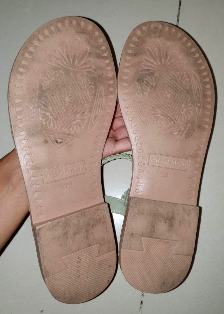 Sage green braided Strap Sandals - Size 250, Women's Fashion, Footwear ...