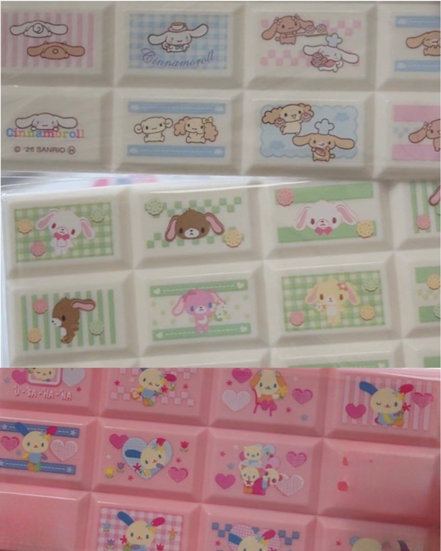 Sanrio BANDAI chocolate tile stickers 1 SET blind box designs USAHANA ...