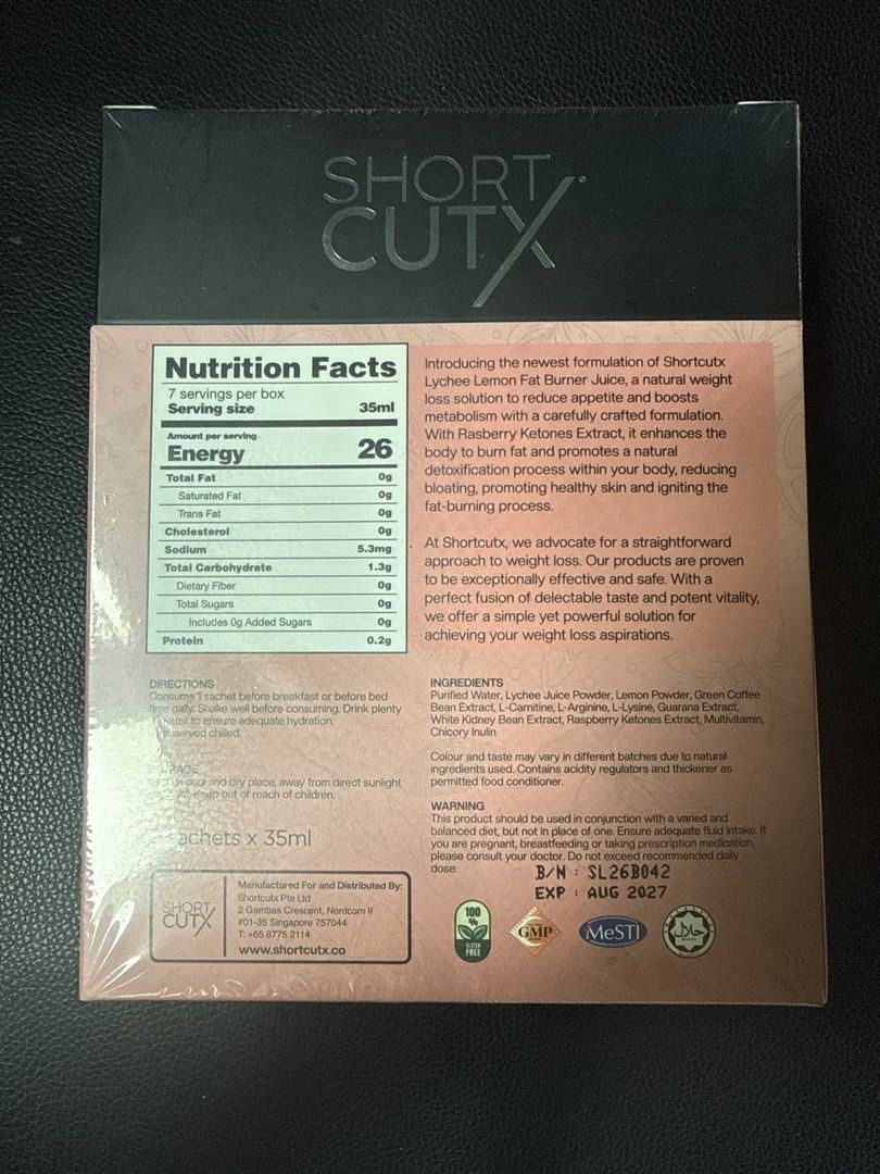 ShortCutx Lychee Lemon Fat Burner + Detox, Health & Nutrition, Health ...