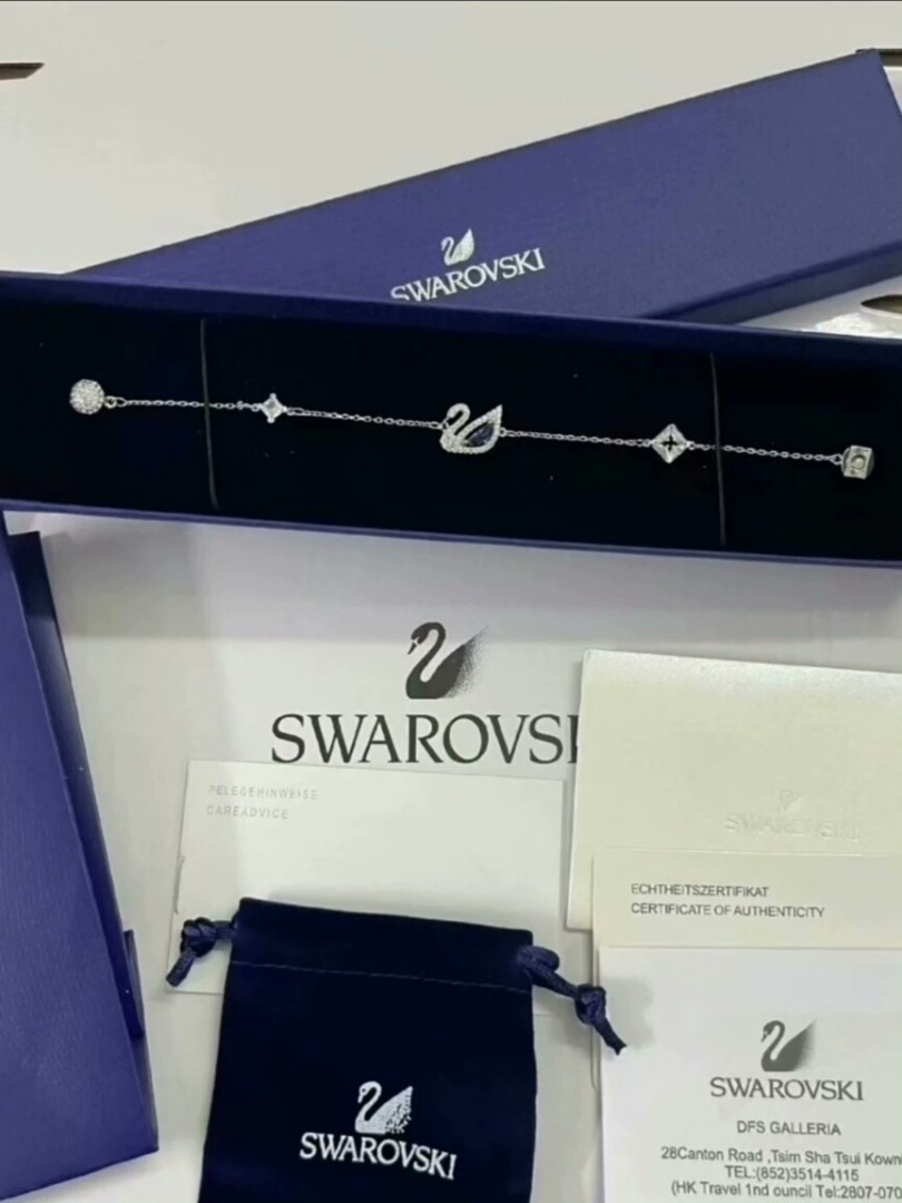 Swarovski Dazzling Swan Blue Fully Paved Adjustable Bracelet, Women's ...