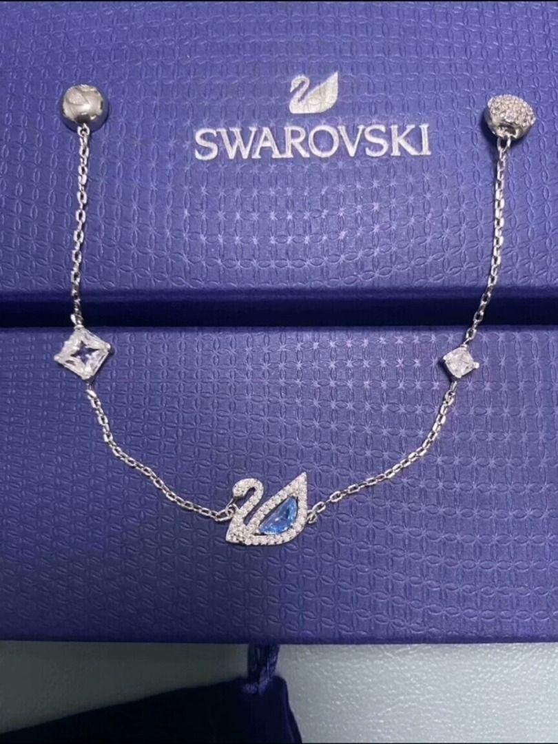 Swarovski Dazzling Swan Blue Fully Paved Adjustable Bracelet, Women's ...