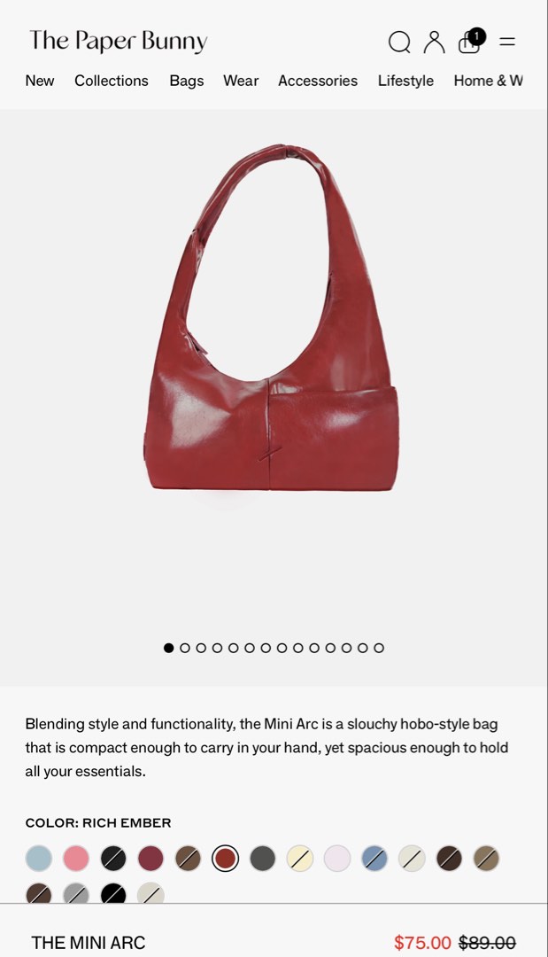 The Paper Bunny Mini Arc Hobo Bag - Rich Ember, Women's Fashion, Bags ...