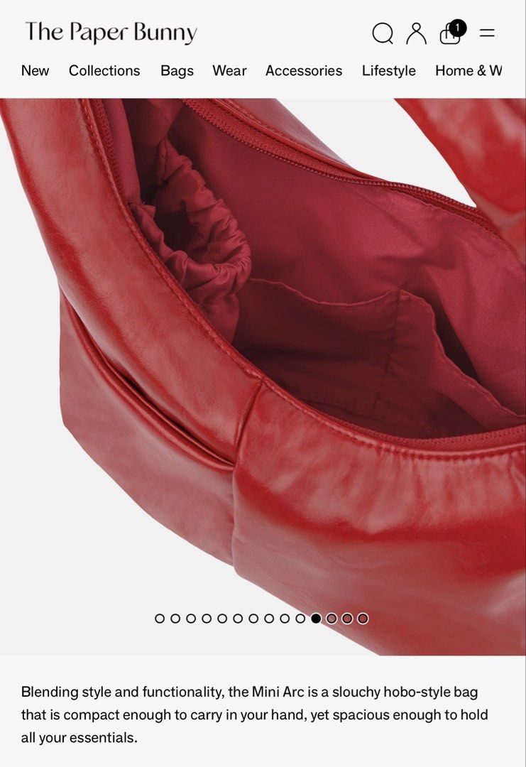 The Paper Bunny Mini Arc Hobo Bag - Rich Ember, Women's Fashion, Bags ...