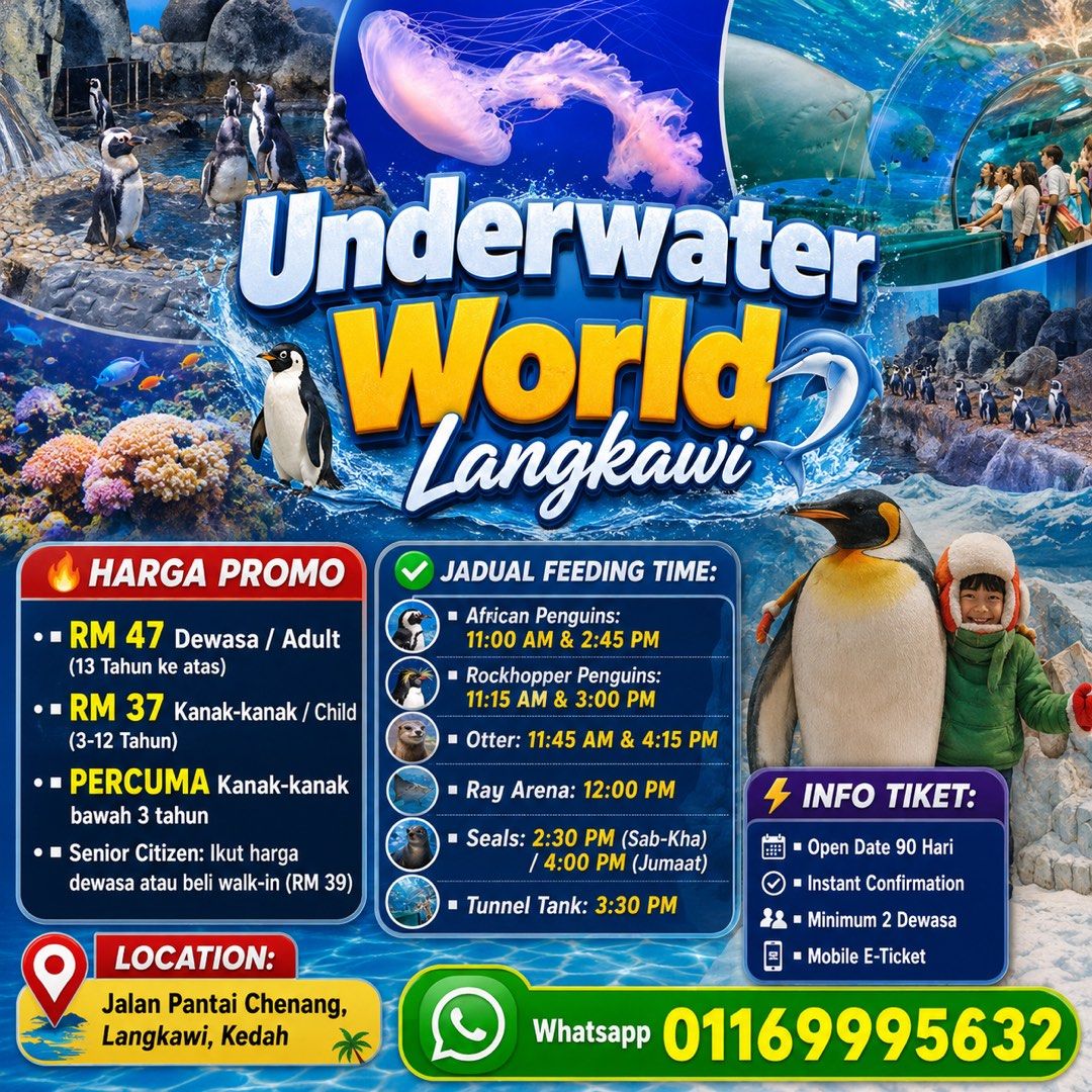 Tiket Underwater World Langkawi 🐬🐧, Tickets & Vouchers, Local ...