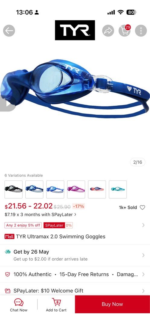 TYR Ultramax 2.0 Swimming Goggles - Black/Blue, Sports Equipment ...