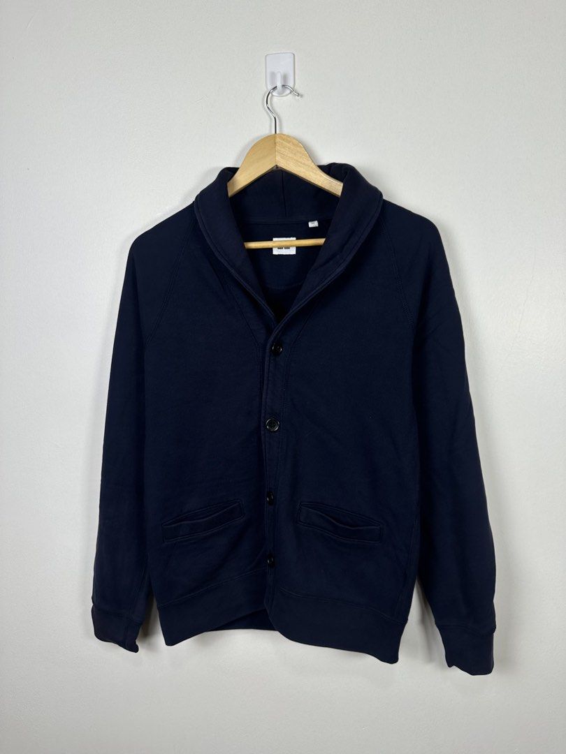 Uniqlo Blue Sweat Cardigan, Men's Fashion, Coats, Jackets and Outerwear ...