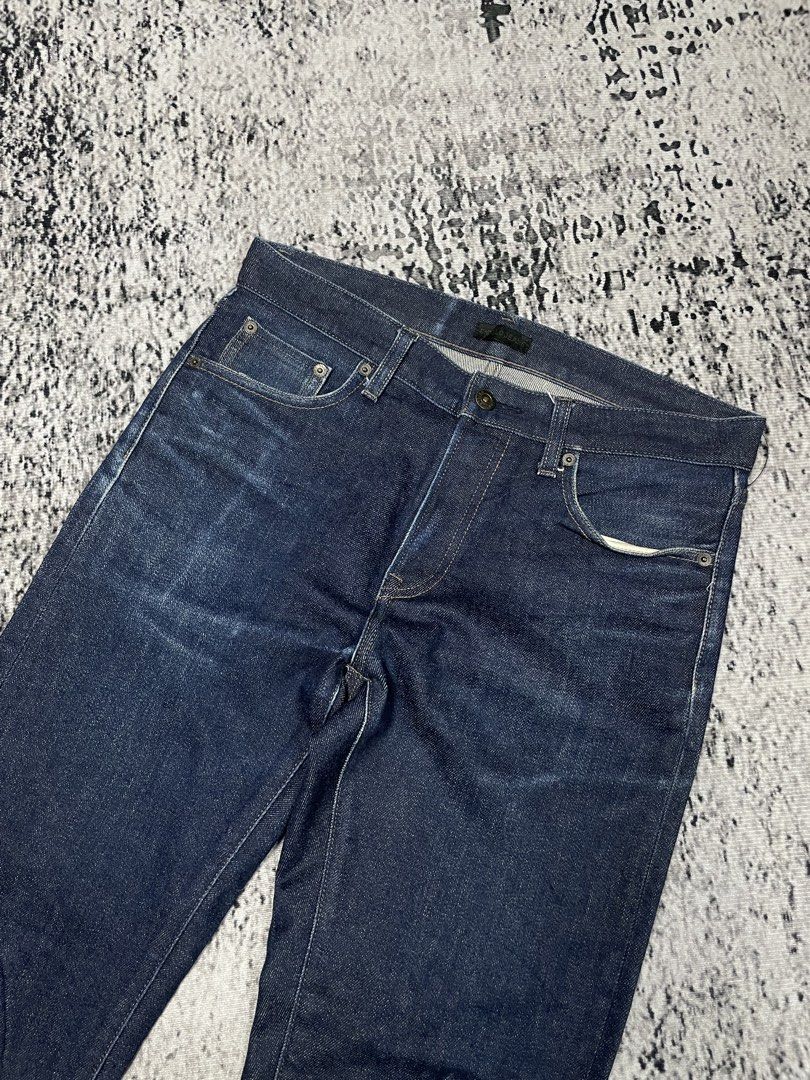 UNIQLO INDIGO SELVEDGE DARK BLUE DENIM, Men's Fashion, Bottoms, Jeans ...