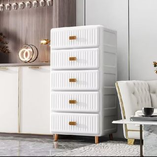 White 6-Drawer Storage Cabinet with Wheels, Furniture & Home Living ...