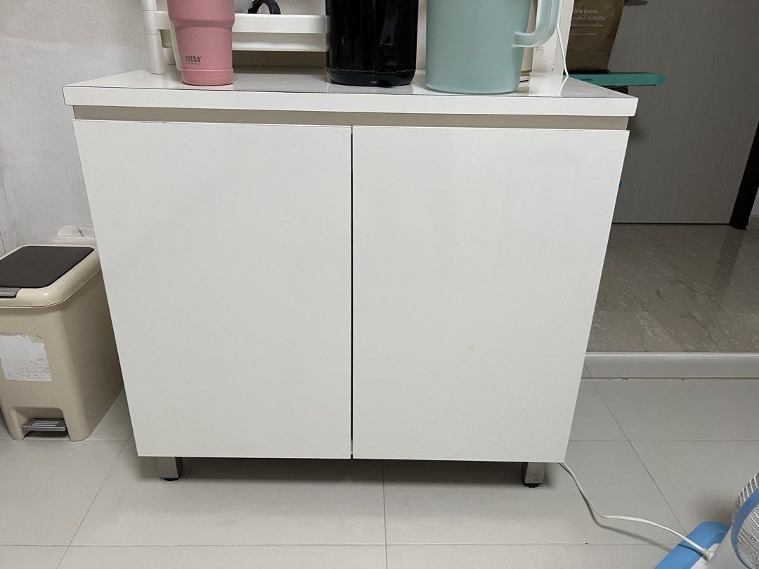 White Kitchen Cabinet with Two Doors, Furniture & Home Living ...