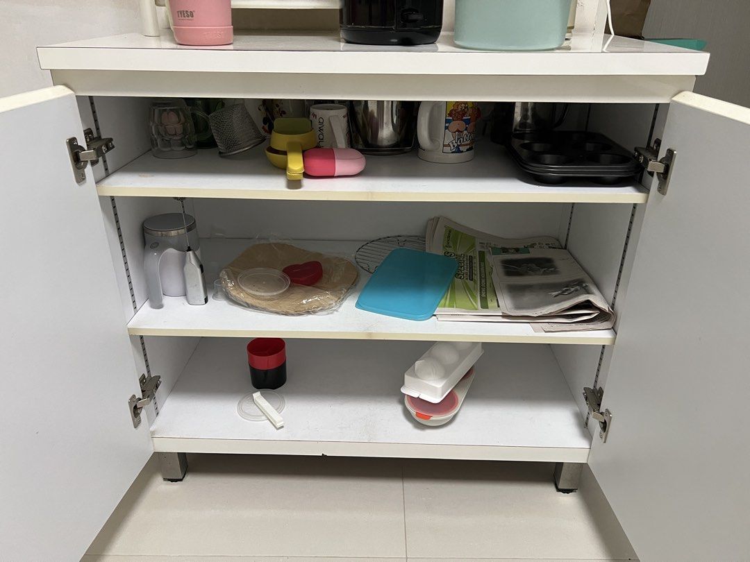 White Kitchen Cabinet with Two Doors, Furniture & Home Living ...