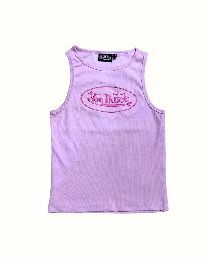 Y2K Von Dutch Pink Singlet, Women's Fashion, Tops, Sleeveless on Carousell