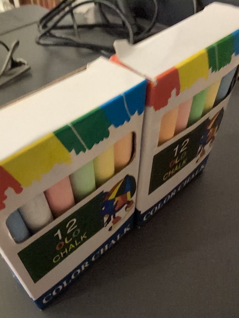 2 Boxes of 12 Color Chalk Sticks, Hobbies & Toys, Stationery & Craft ...