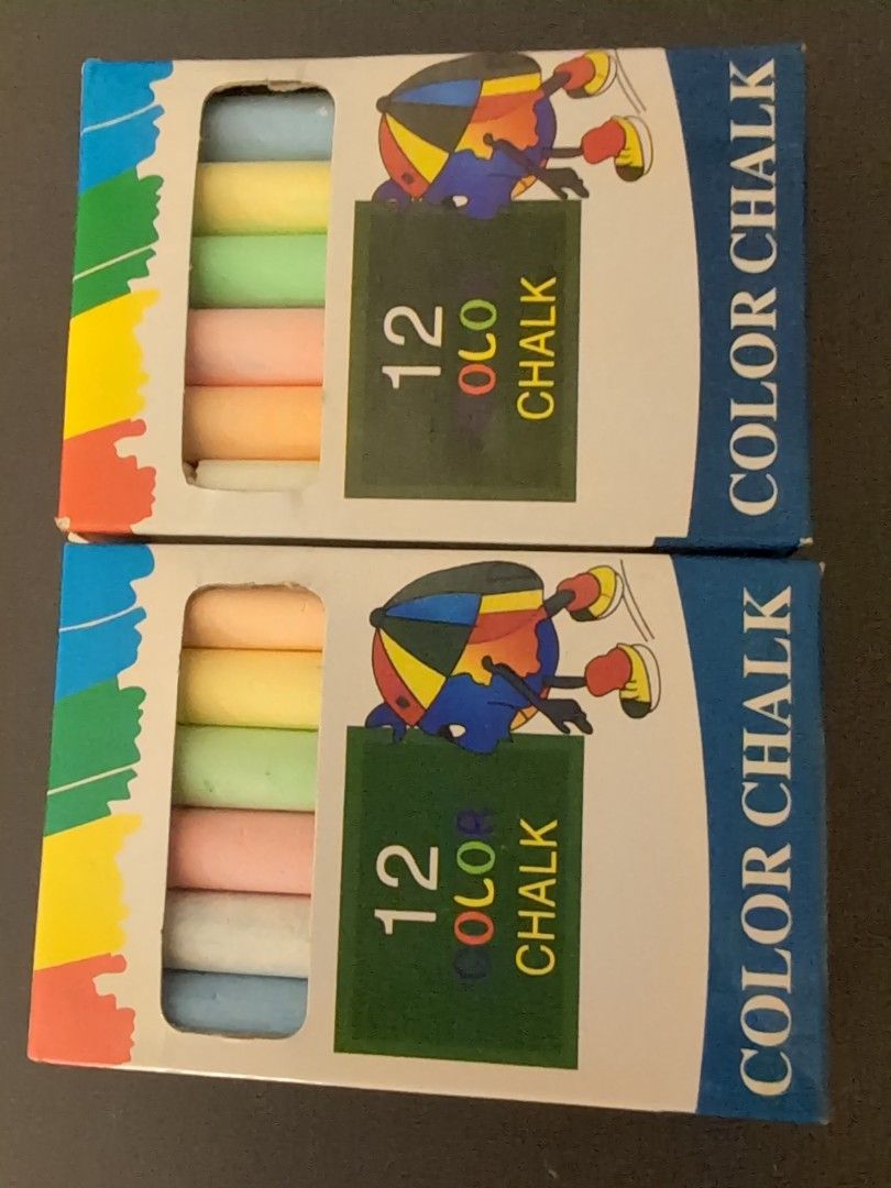2 Boxes of 12 Color Chalk Sticks, Hobbies & Toys, Stationery & Craft ...