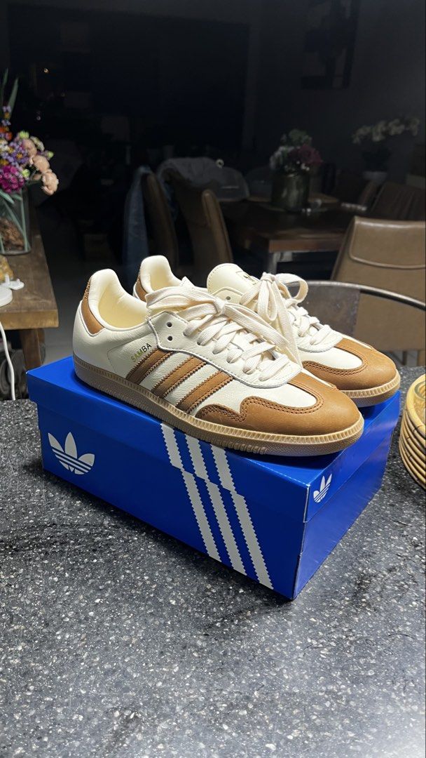 Adidas Samba OG Shoes Cream Brown Gum Sole, Women's Fashion, Footwear ...