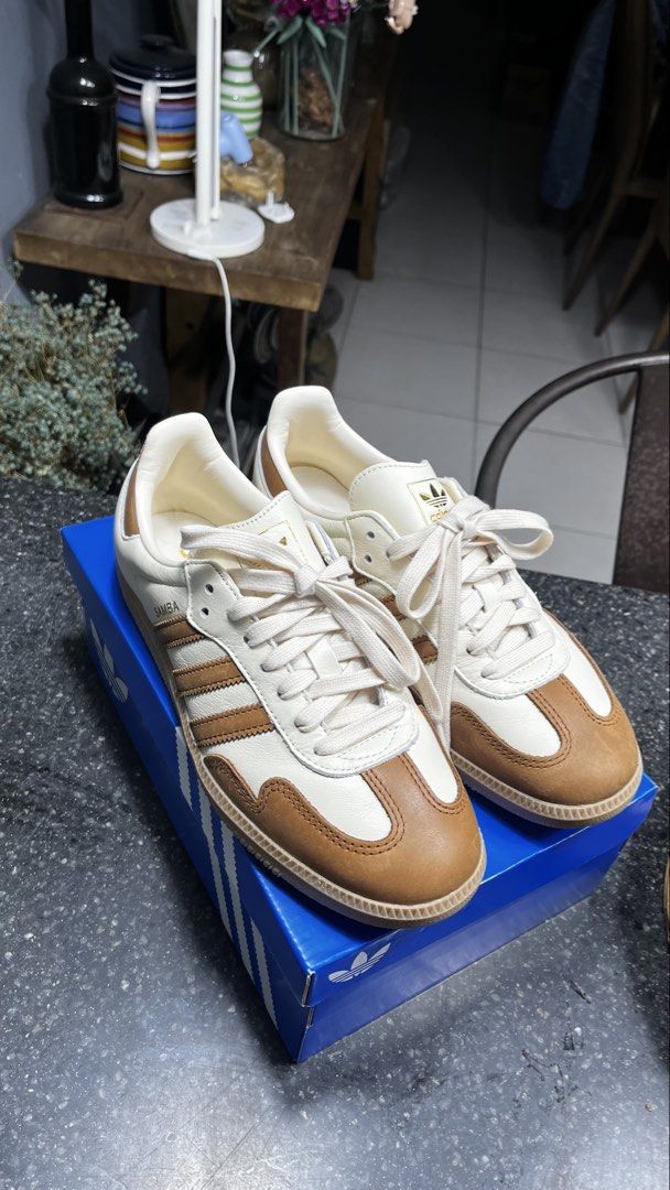 Adidas Samba OG Shoes Cream Brown Gum Sole, Women's Fashion, Footwear ...