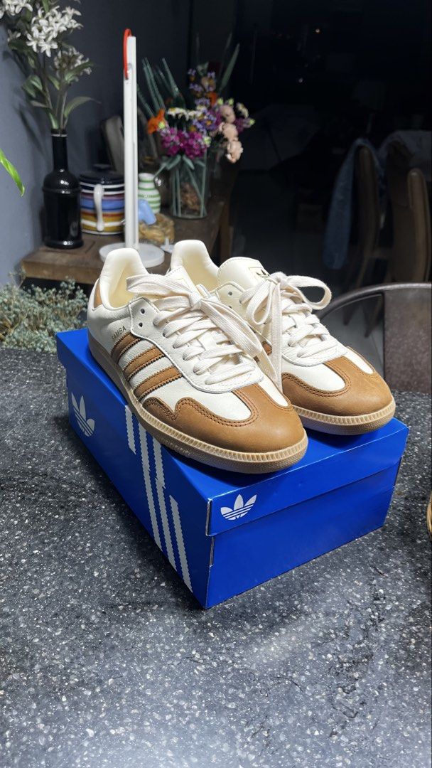 Adidas Samba OG Shoes Cream Brown Gum Sole, Women's Fashion, Footwear ...