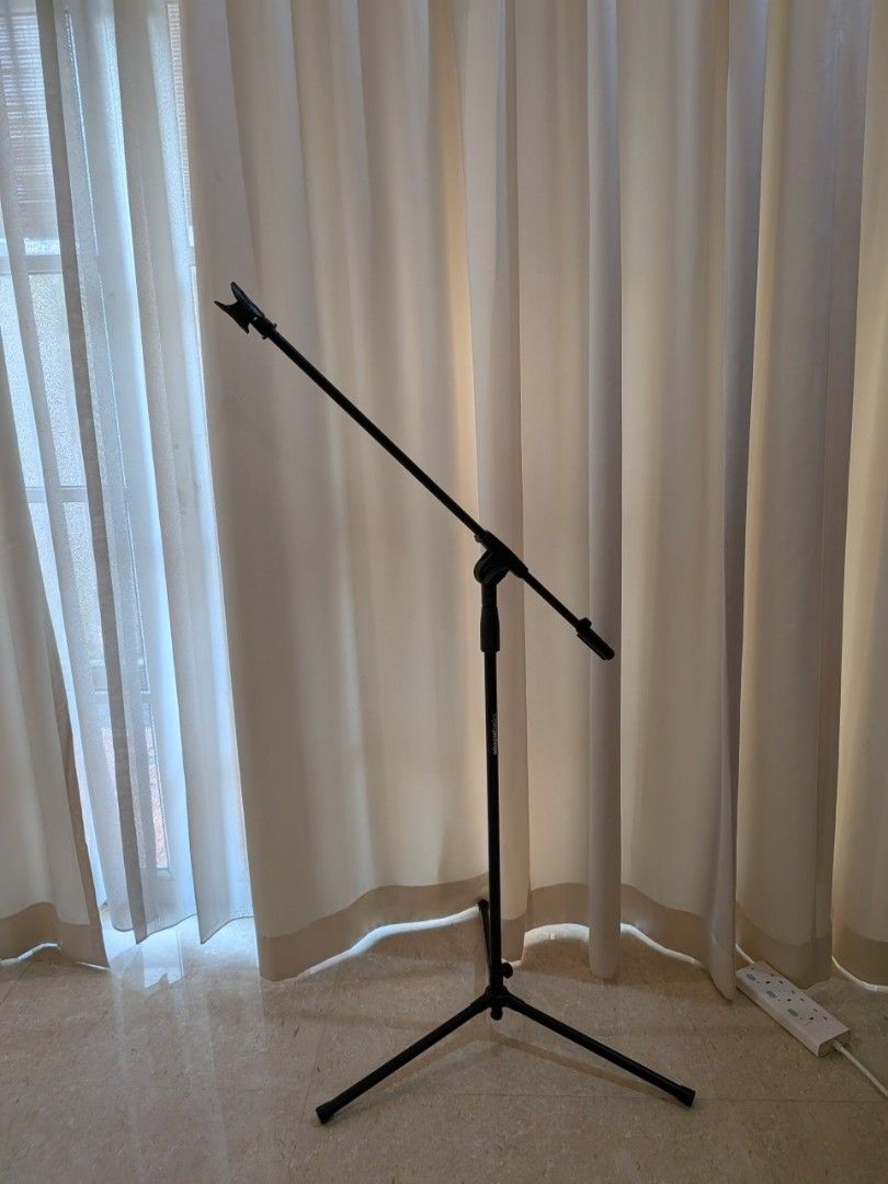 Adjustable Microphone Stand - Black, Audio, Microphones on Carousell