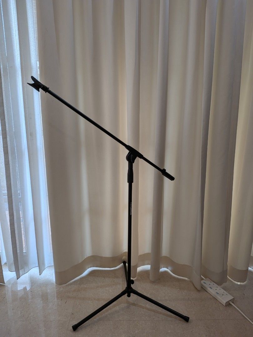 Adjustable Microphone Stand - Black, Audio, Microphones on Carousell