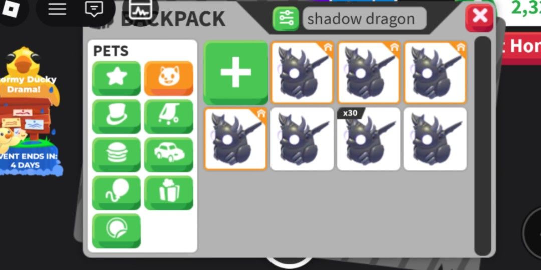 Adopt Me Shadow Dragon Duck, Video Gaming, Gaming Accessories, In-Game ...