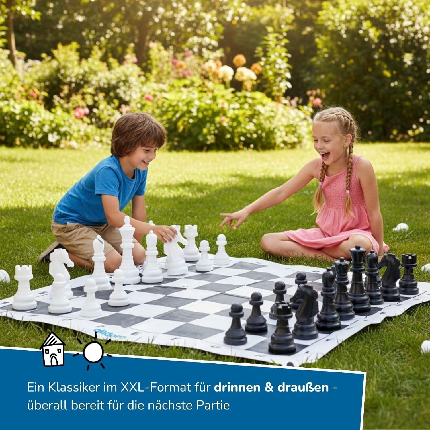 alldoro 60080 Garden Chess, Outdoor Chess Game, Garden Chess with 32 ...