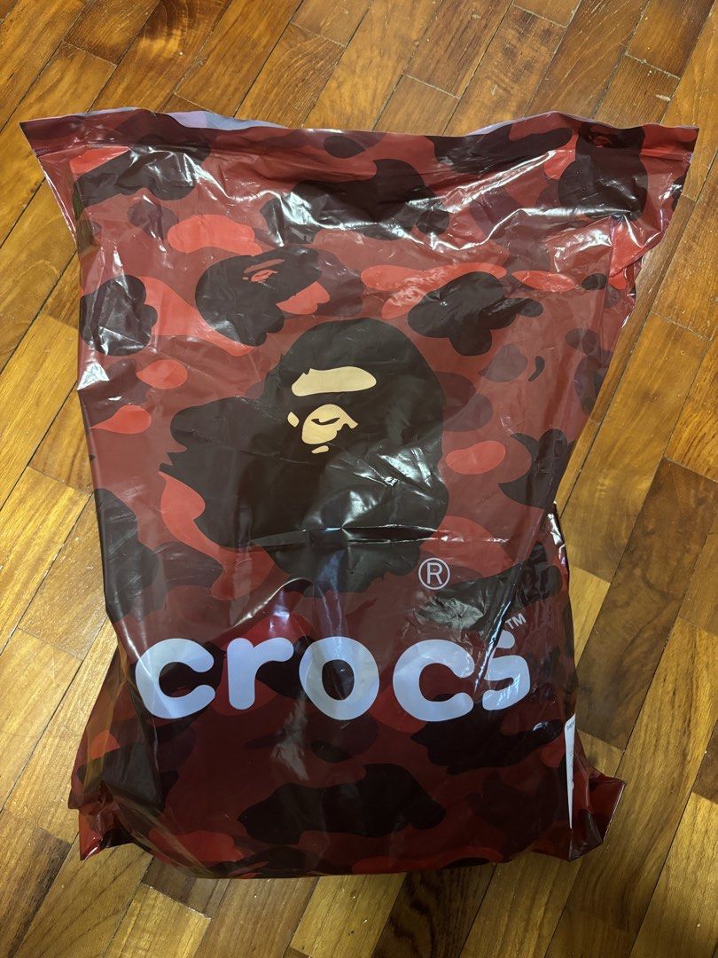 BAPE x Crocs Echo Clog Red Camo, Men's Fashion, Footwear, Flipflops and ...