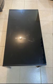 Black Tempered Glass Coffee Table TV Rack with Chrome Legs, Furniture ...