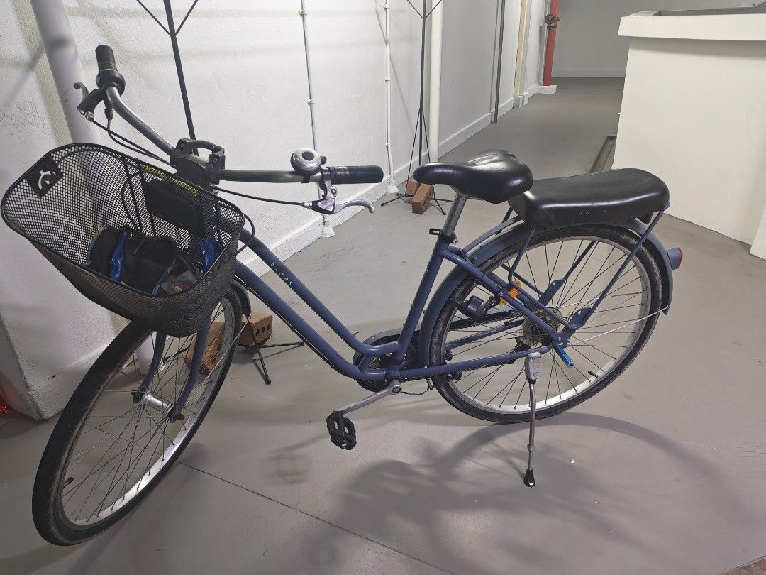 Blue City Bicycle with Basket and Rear Rack, Sports Equipment, Bicycles ...