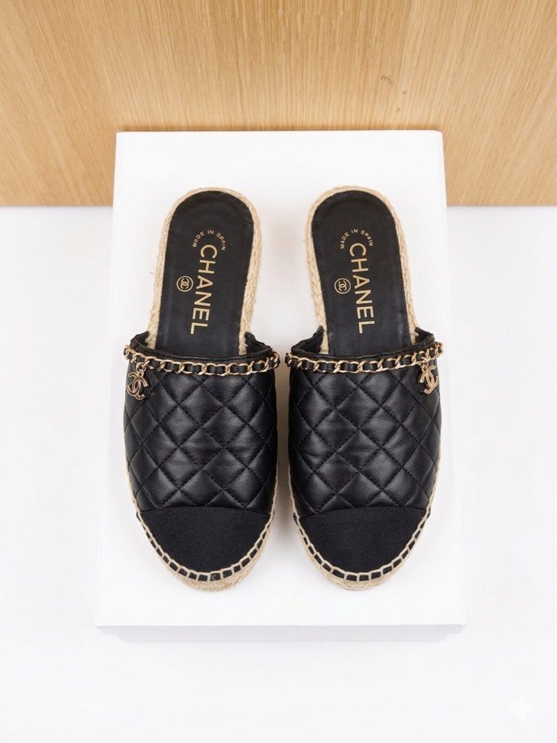 Chanel Quilted Espadrille Mules - Black, Luxury, Sneakers & Footwear on ...