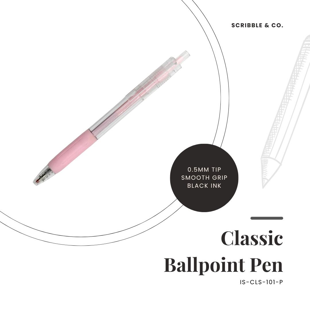 Classic Ballpoint Pen / Black ink / Pink grip, Hobbies & Toys ...