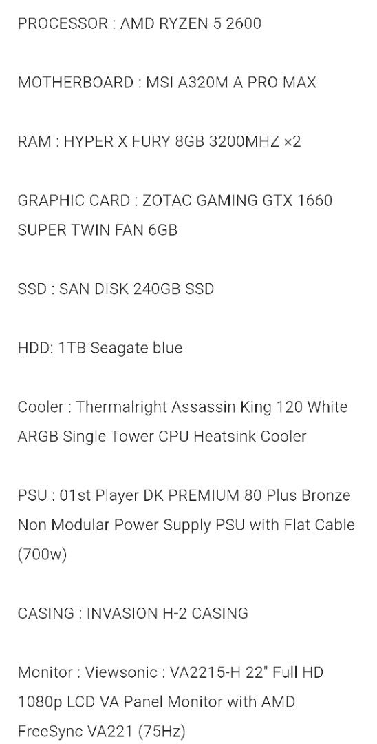 FULL SETUP PC, Computers & Tech, Desktops on Carousell