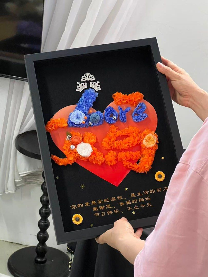 Handmade preserves flower with mother name art frame, Hobbies & Toys ...