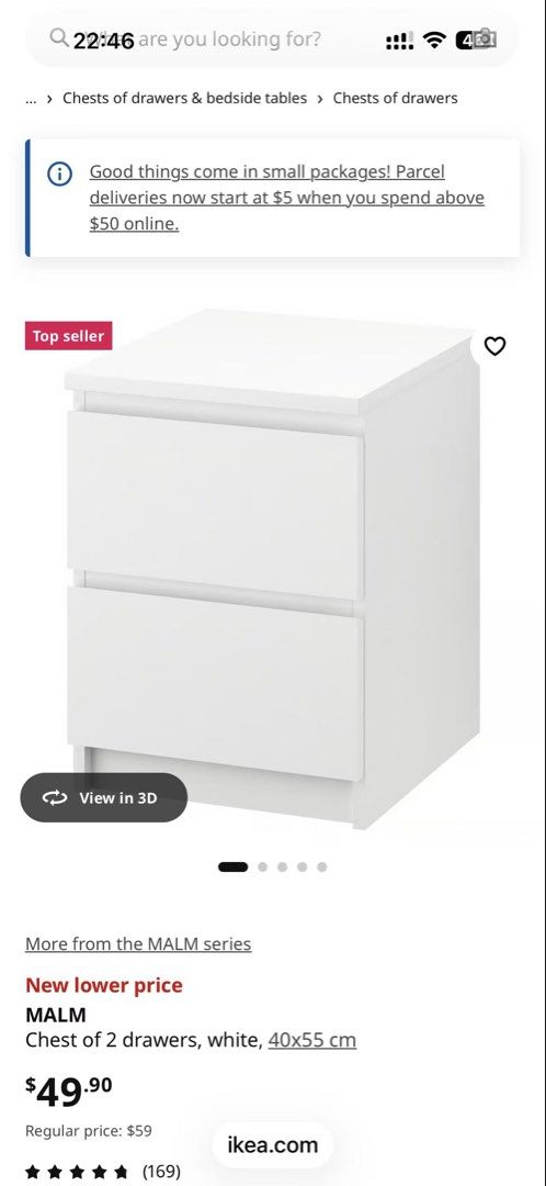 IKEA MALM Chest of 2 Drawers, White, Furniture & Home Living, Furniture ...