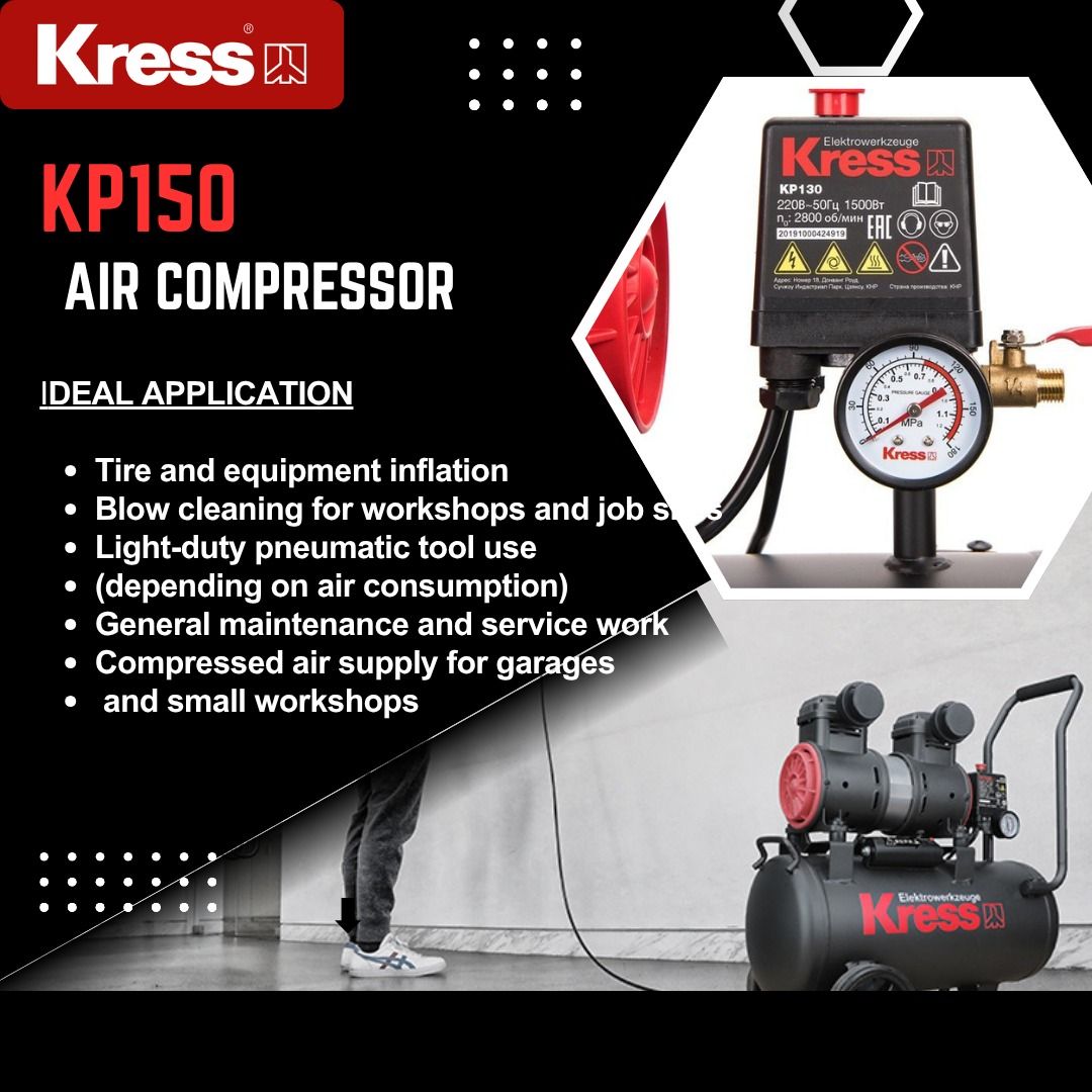 KRESS KP150 AIR COMPRESSOR 3HP OIL FREE, Commercial & Industrial ...