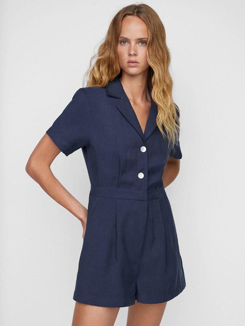 MANGO blue romper, Women's Fashion, Activewear on Carousell