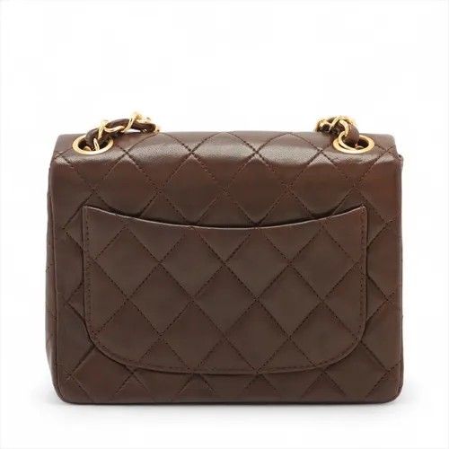 Mini Square Flap Brown Lambskin Bag GHW, Women's Fashion, Bags ...