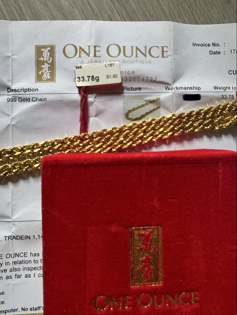 Gold Chain 999 足金 - 33.78g, Luxury, Accessories on Carousell