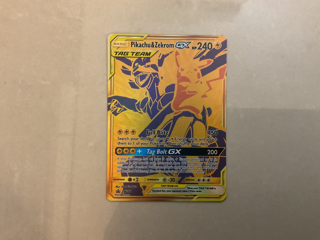 Pikachu & Zekrom GX TAG TEAM Gold PROMO, Hobbies & Toys, Toys & Games ...