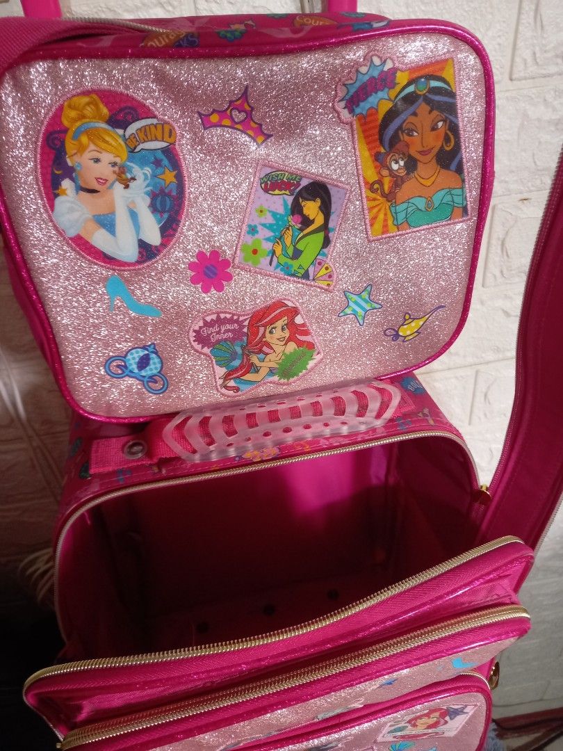 Pink Disney Princess Rolling Backpack with Wheels, Women's Fashion ...