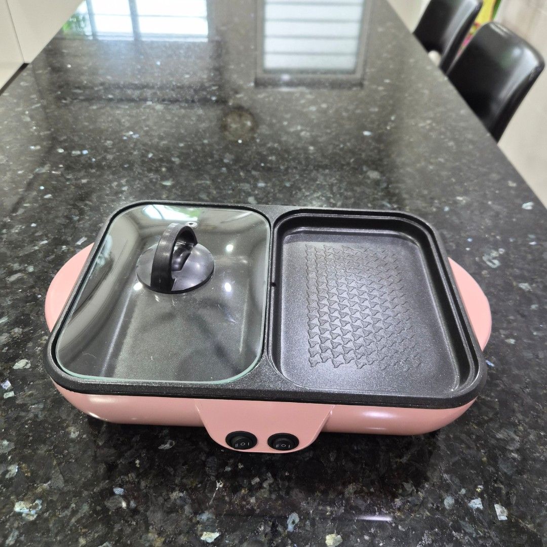 Pink Electric Grill Pan with mini cooking Pot, TV & Home Appliances ...
