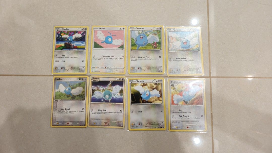 Pokemon Swablu Cards - Set of 8, Hobbies & Toys, Toys & Games on Carousell