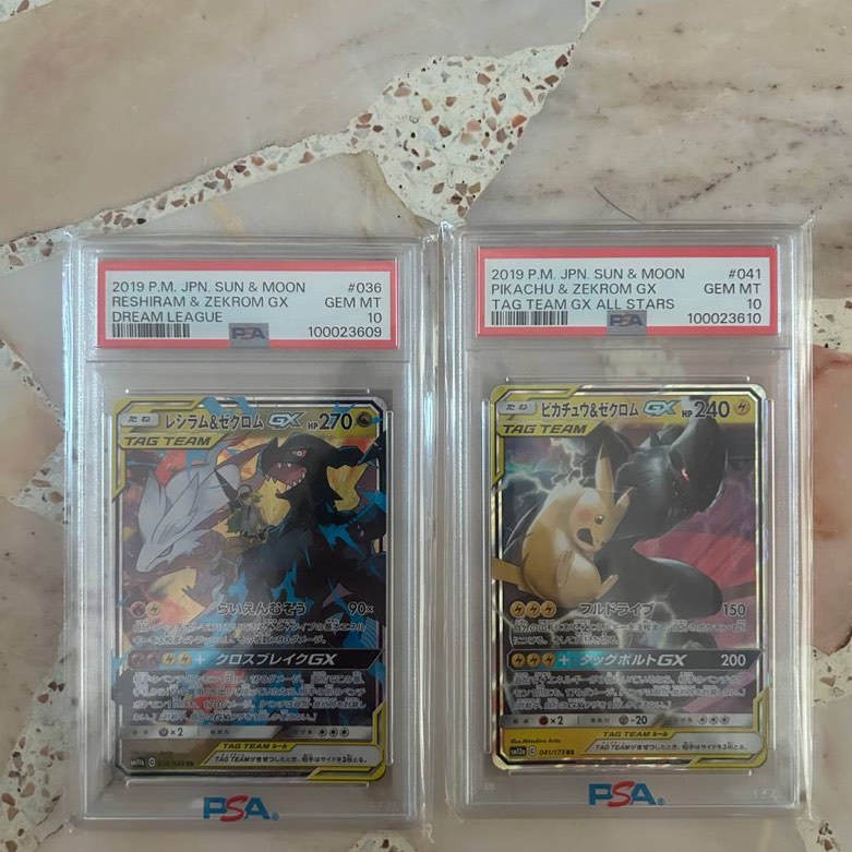 Pokemon Tag Team Sun & Moon Reshiram & Zekrom GX + Pikachu & Zekrom GX ...