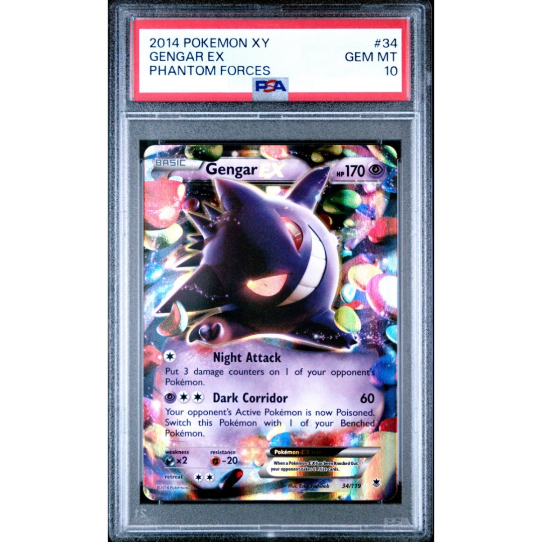 PSA 10 [Pokemon XY Phantom Forces] Gengar EX #034, Hobbies & Toys, Toys ...